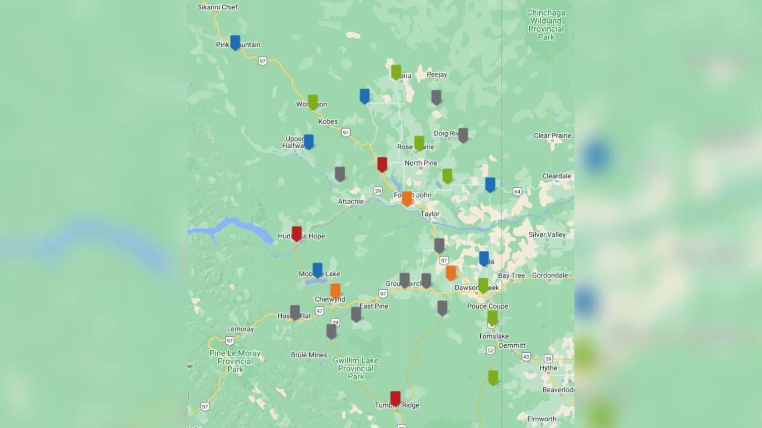 Landfill and transfer stations map - PRRD – Energeticcity.ca