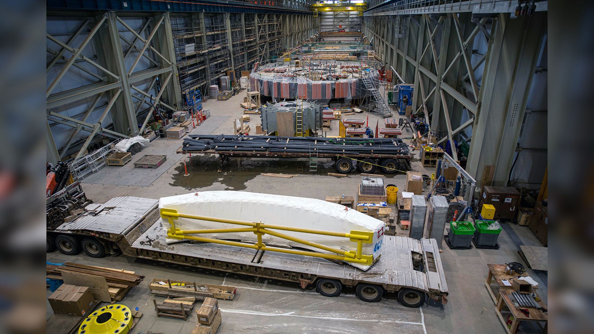 Equipment is brought to the main service bay in the powerhouse to be ...