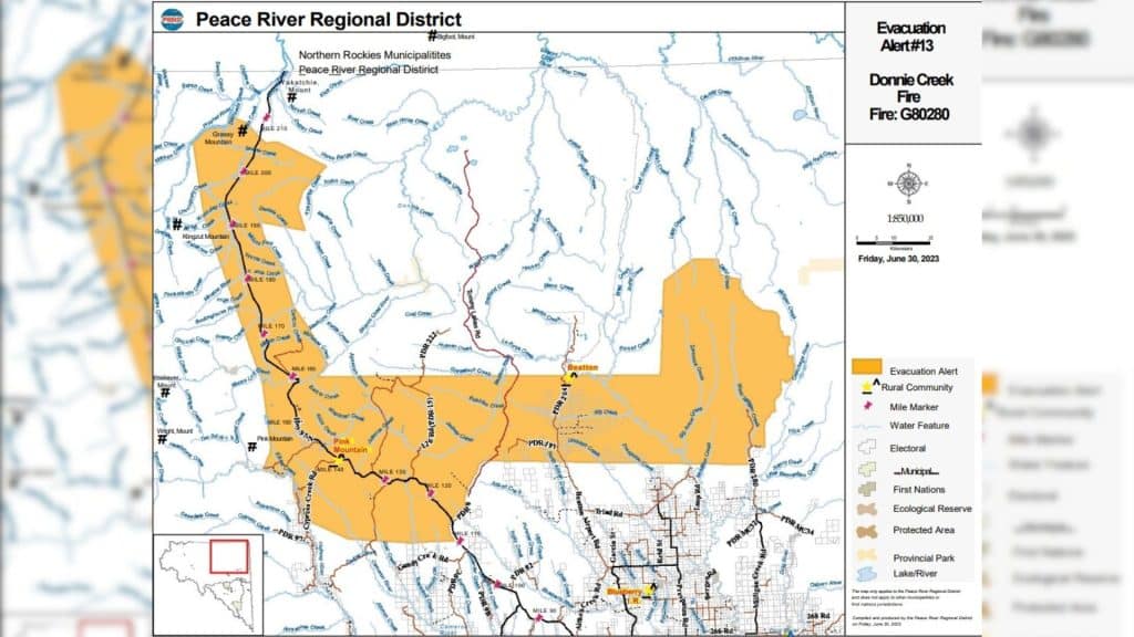Evacuation Alert issued for Donnie Creek wildfire