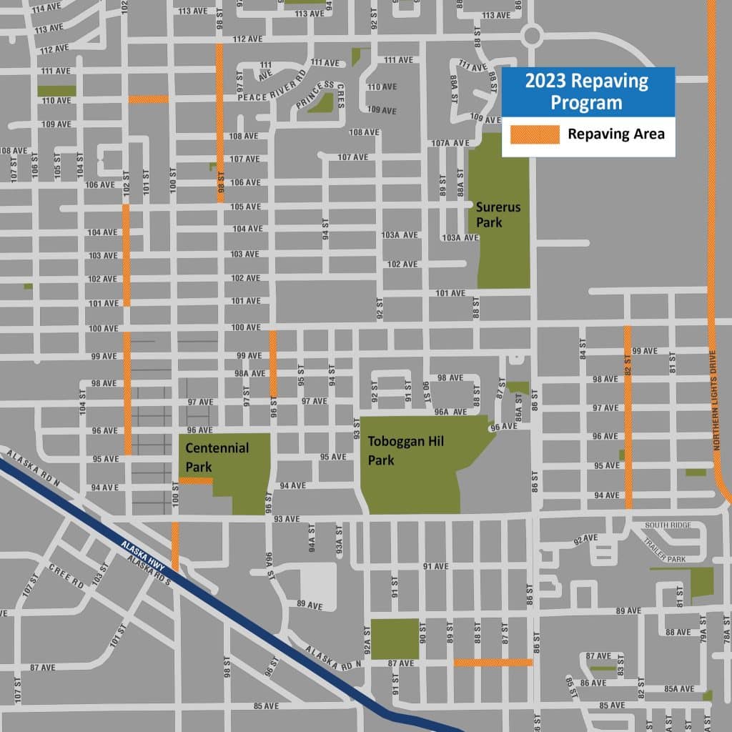Repaving in Fort St. John causing road closures
