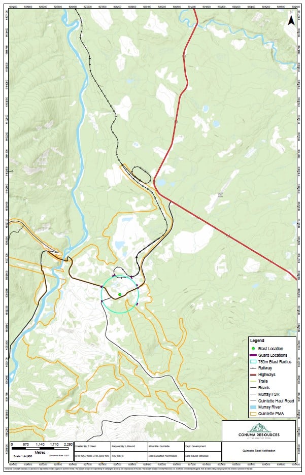 Quintette Mine construction blasting underway, Murray River FSR ...
