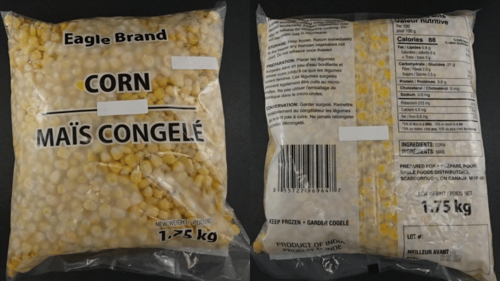 Canadian Food Inspection Agency recalls Eagle Brand Corn