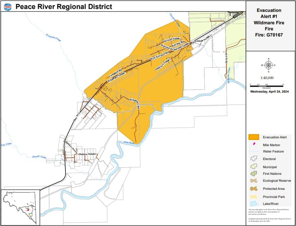 UPDATE: Out of control wildfire near Chetwynd results in Highway 97 closure